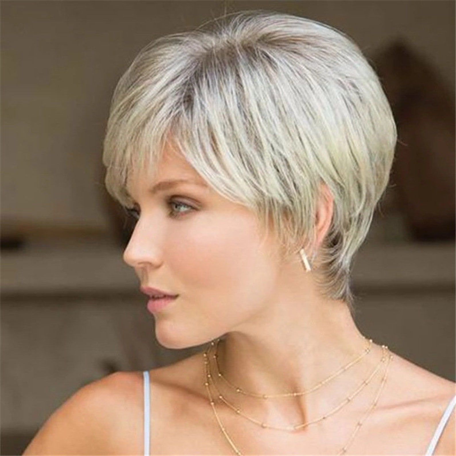 Short Light Blonde Side Fringe Hair Wig - Etsy