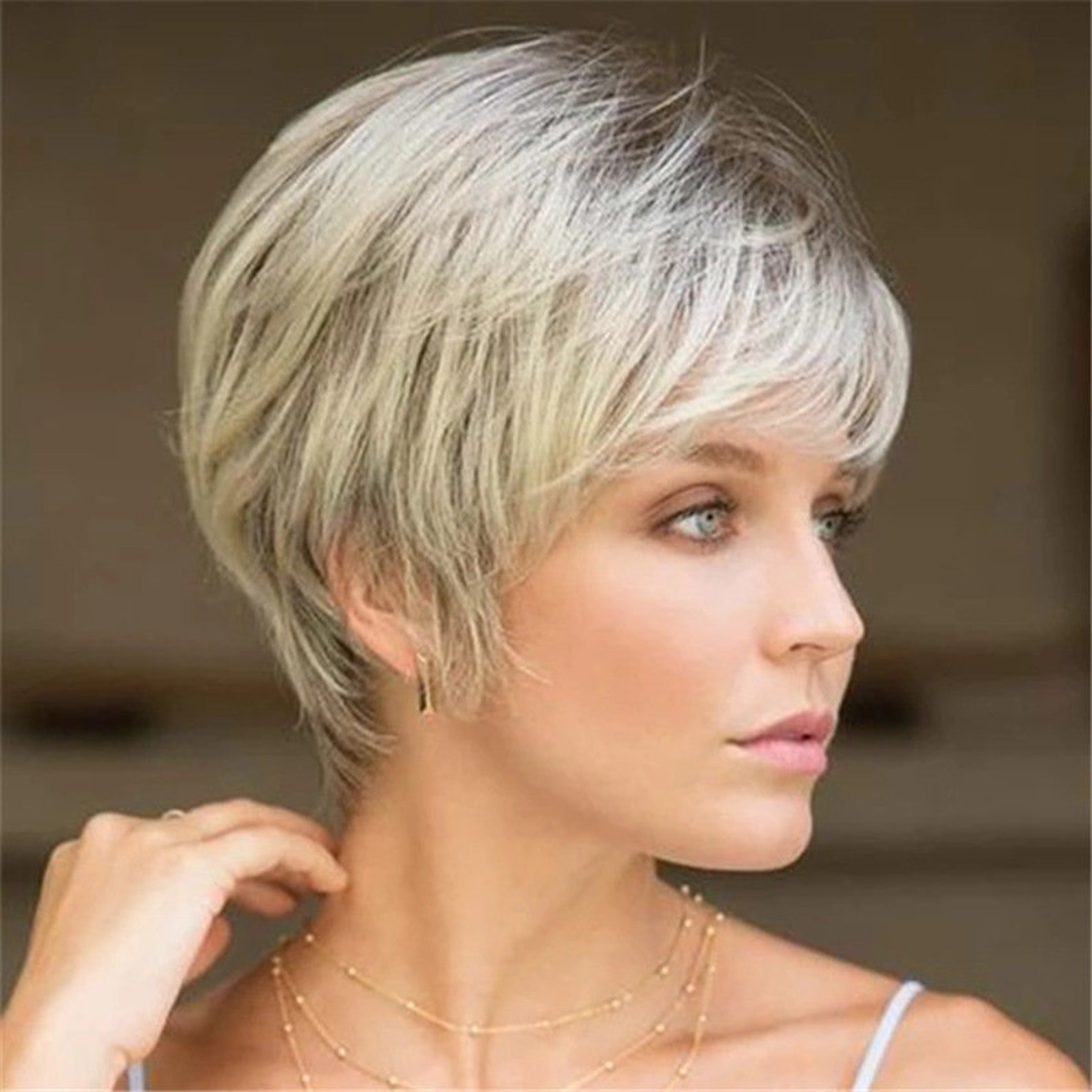 Short Light Blonde Side Fringe Hair Wig - Etsy