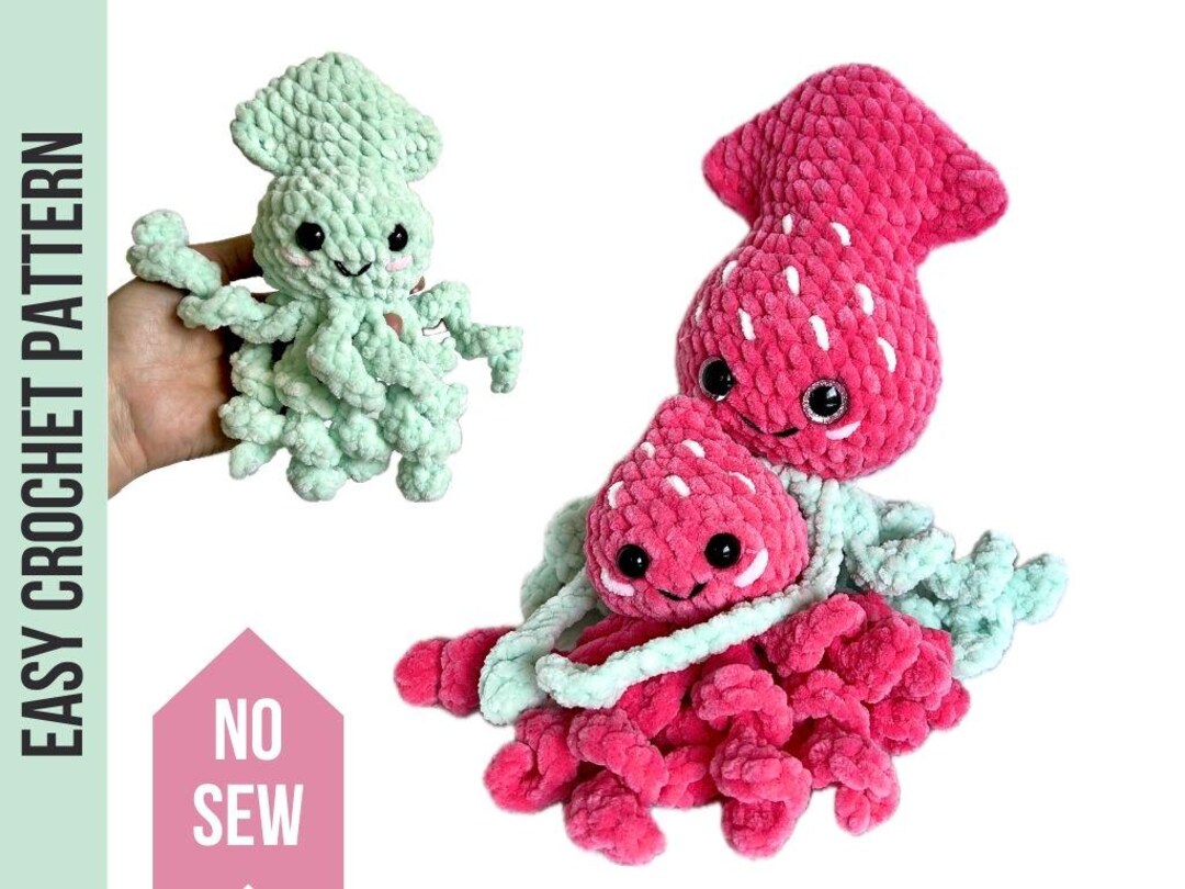 Squids 3in1 Plush CROCHET PATTERN, Amigurumi Toy, No SEW Easy Crochet ...
