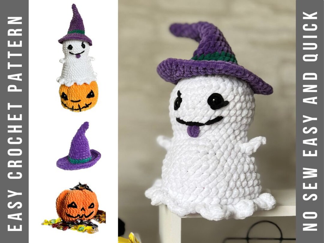 Pumpkin Ghost Plushie CROCHET PATTERN NO Sew Reversible Toy Candy ...