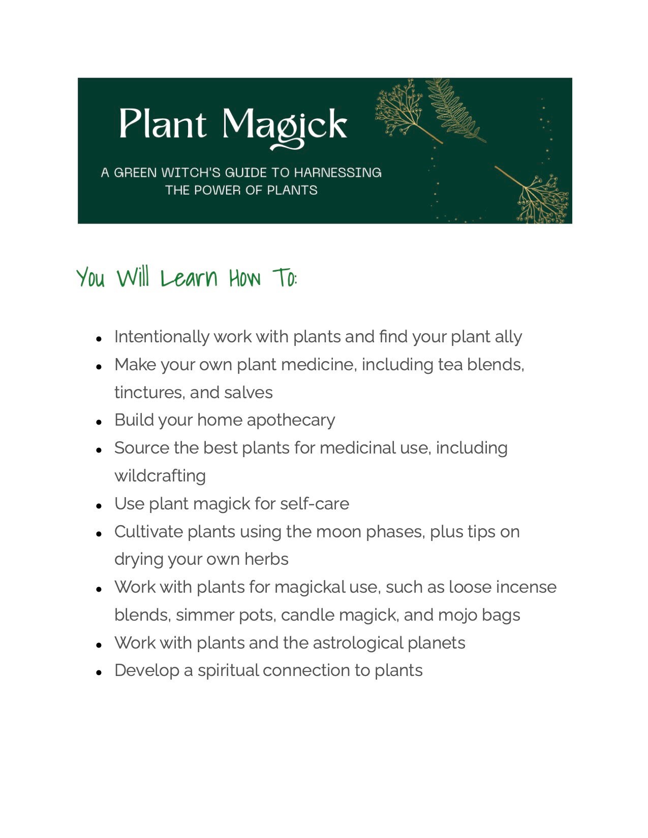 Plant Magick: A Green Witch's Guide to Harnessing the Power of Plants ...