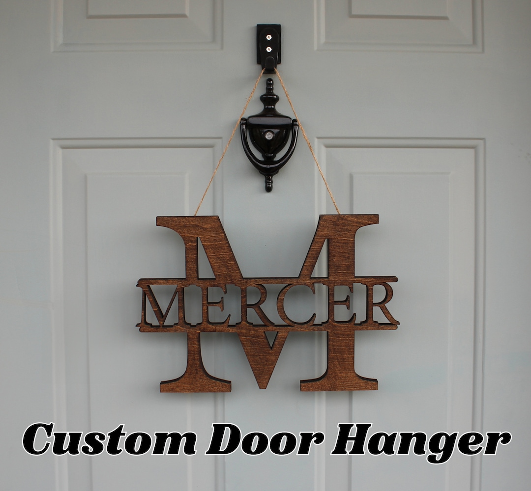Letter Monogram Door Hanger Personalized With Last Name, Rustic Front Door Decor, Custom Front ...