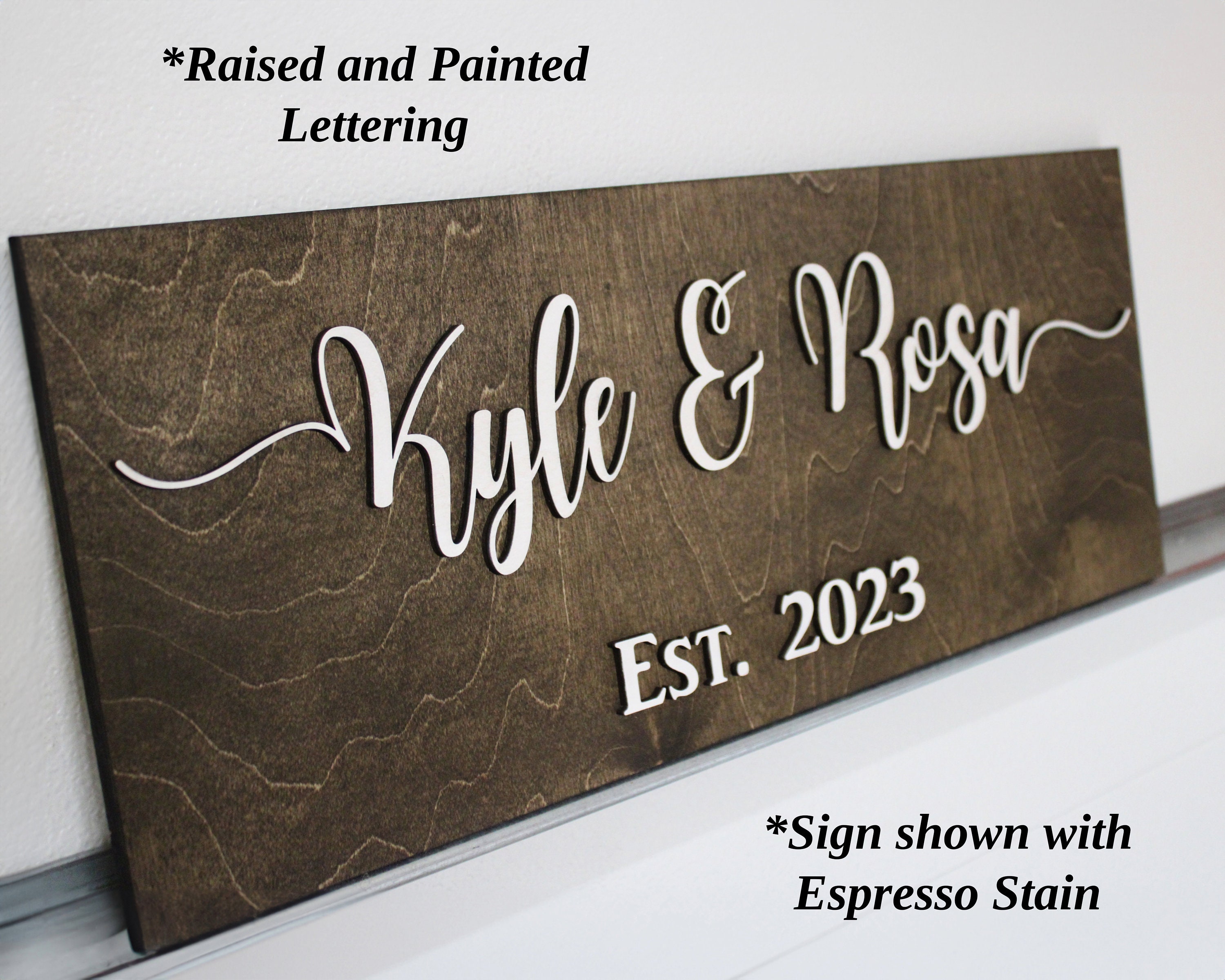 Couples Name Sign With Established Date Family Name Sign Wedding Gift ...