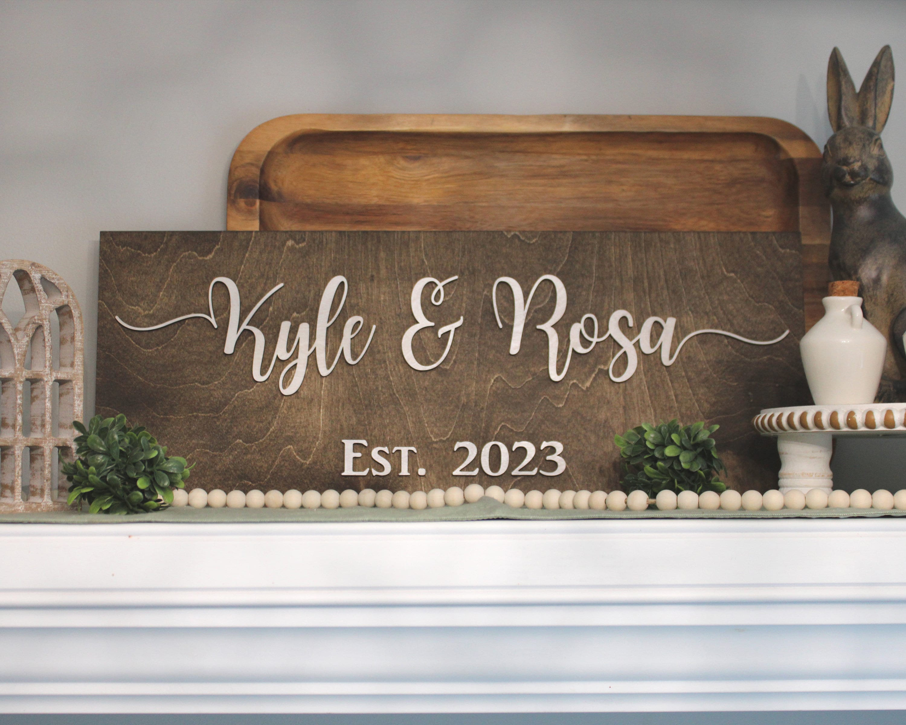 Couples Name Sign With Established Date Family Name Sign Wedding Gift ...