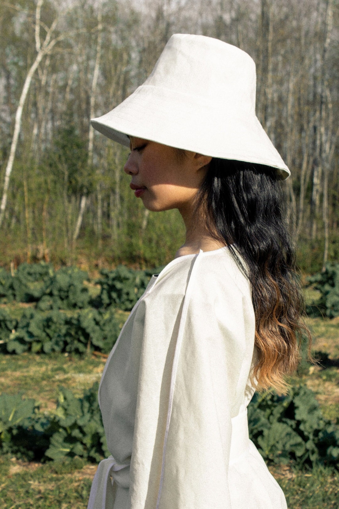 White Moon Bucket Hat Organic Wide Brim Bucket Hat - Etsy