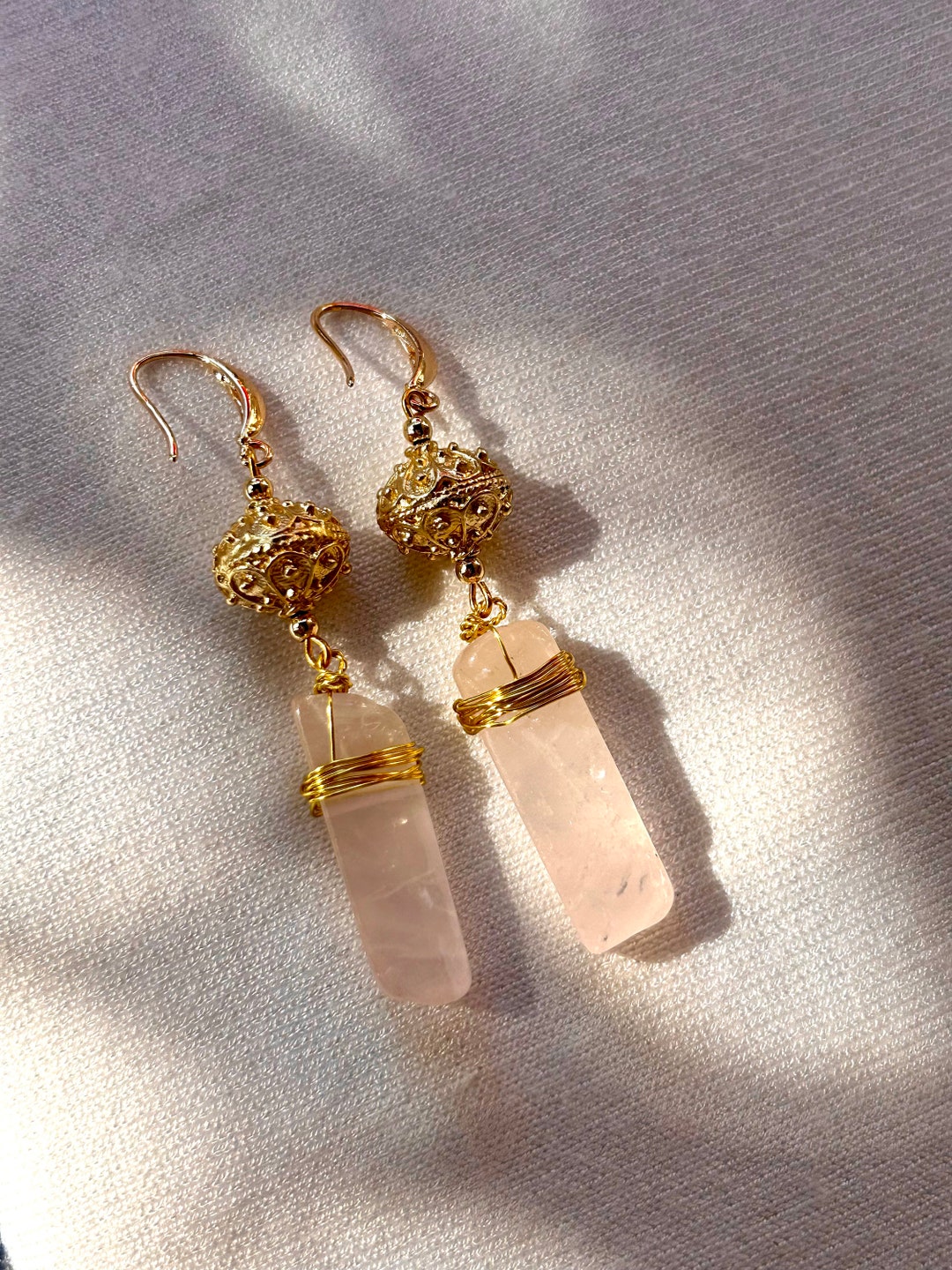 Traditional Croatian Earrings/ Rose Quartz Earrings/wedding Earrings ...