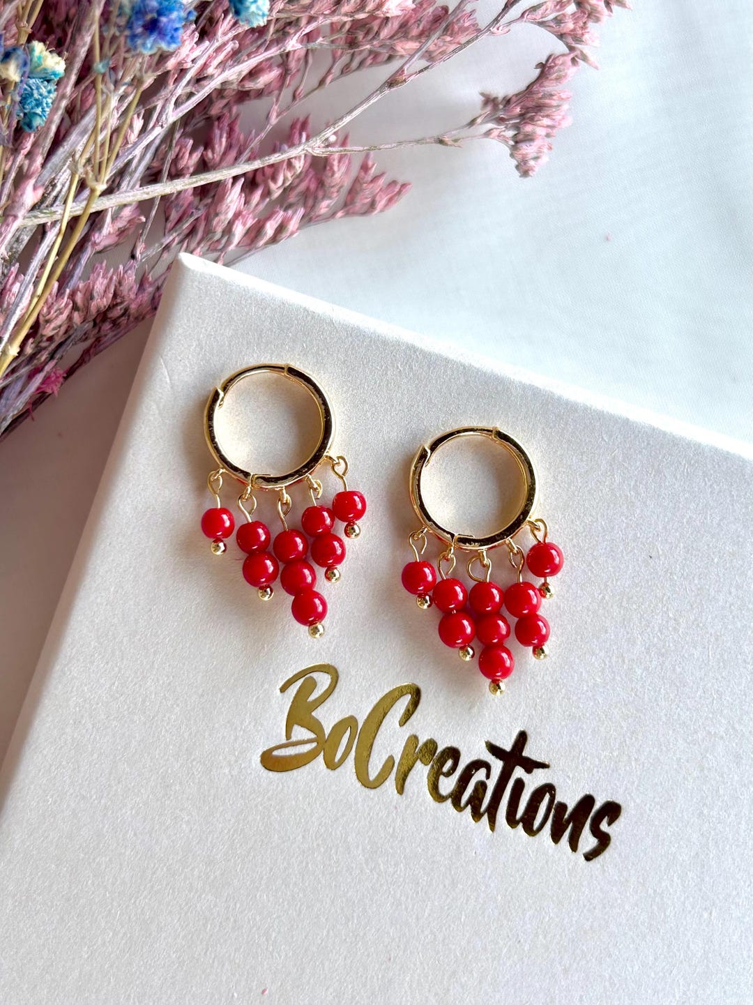 Authentic Adriatic Red Coral Earrings/mediterranean Coral/coral Cluster ...