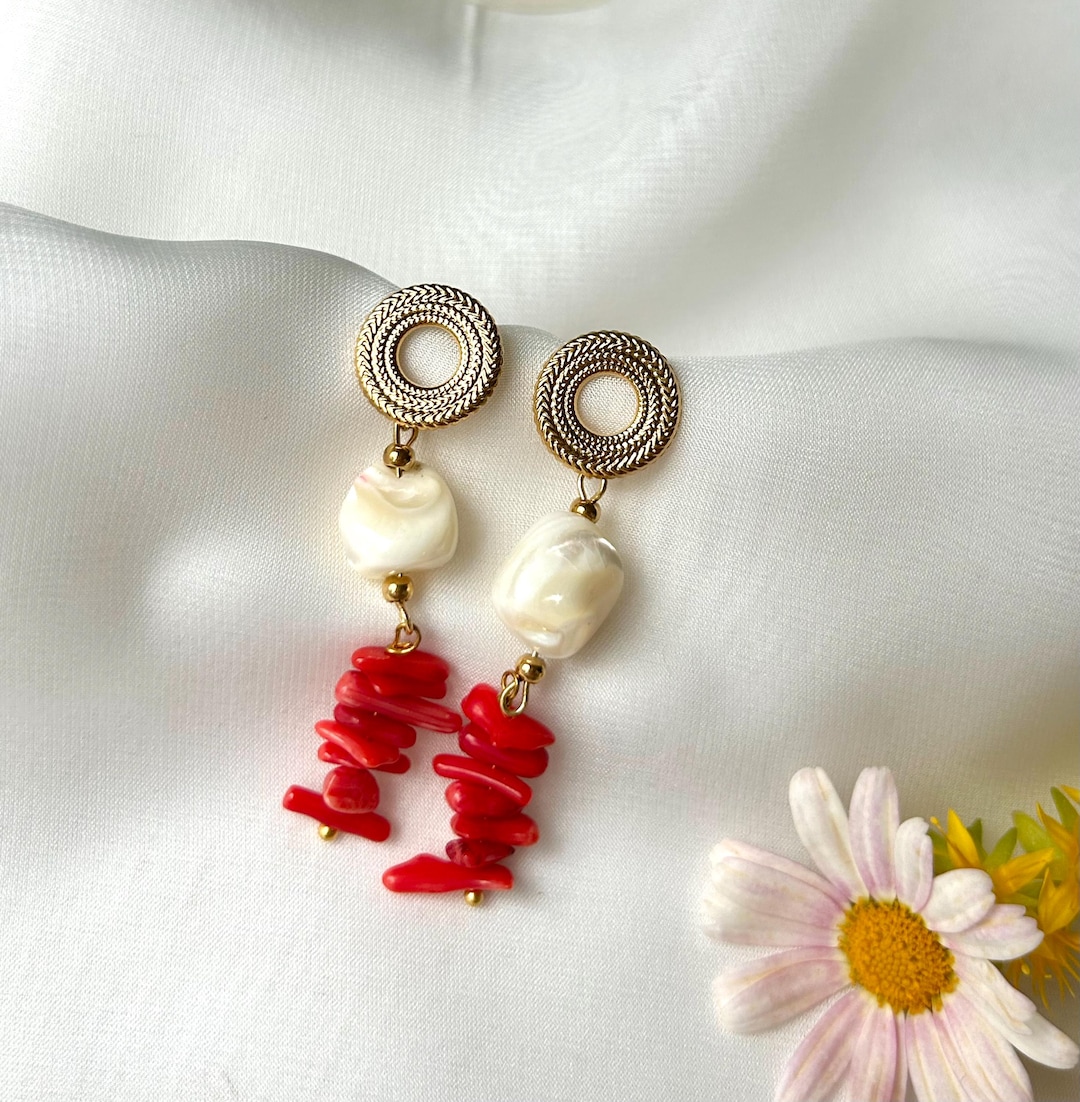 Mediterranean Red Coral/traditional Croatian Earrings/dubrovnik ...