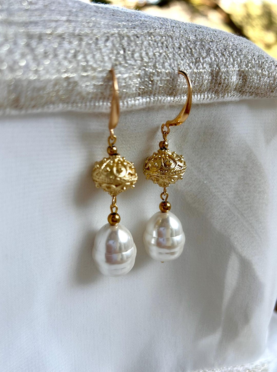 Traditional Croatian Earrings/with Large Pearls/wedding Earrings/dangle ...