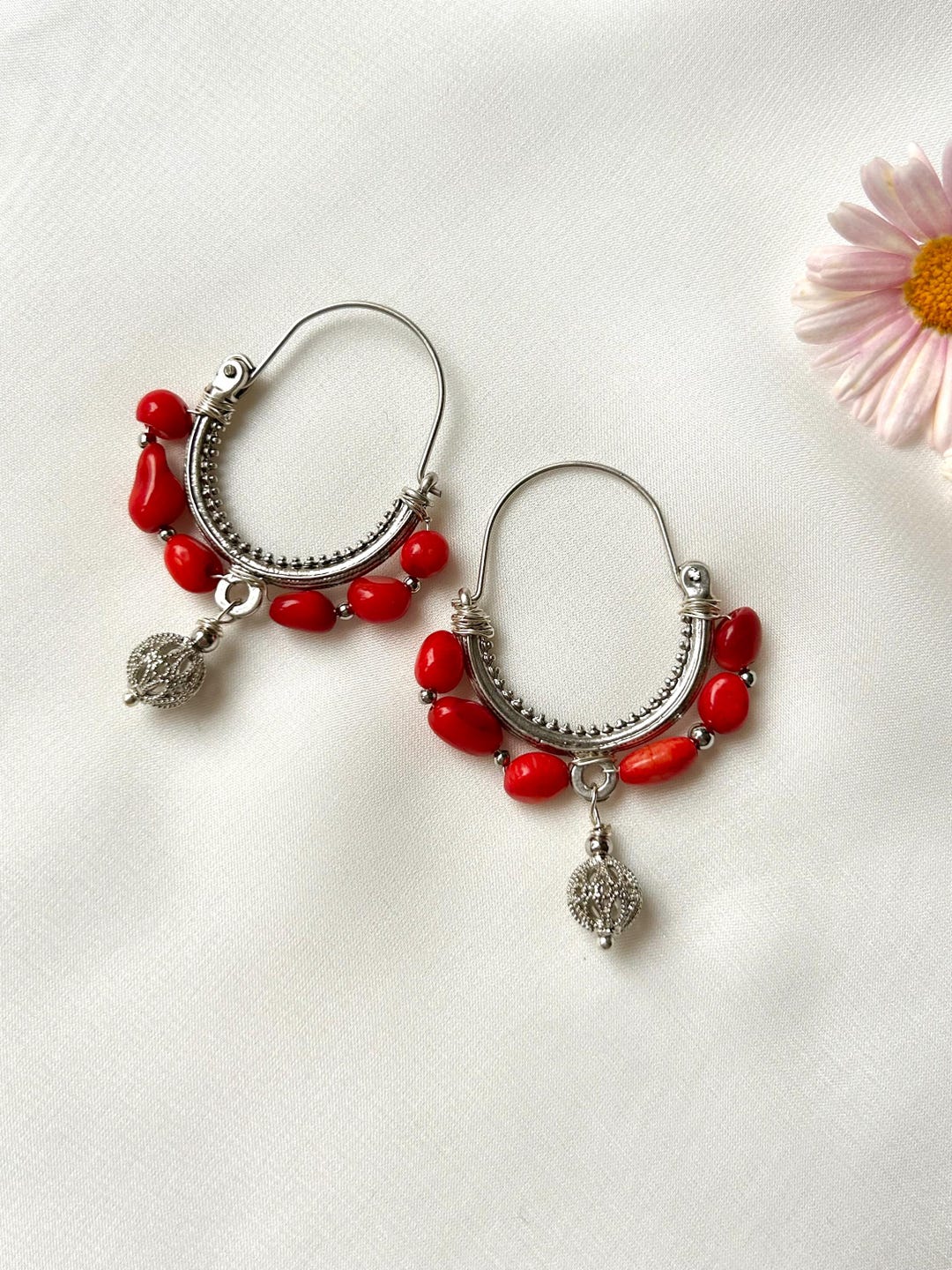 Mediterranean Red Coral Traditional Croatian Earrings,vintage Earrings ...