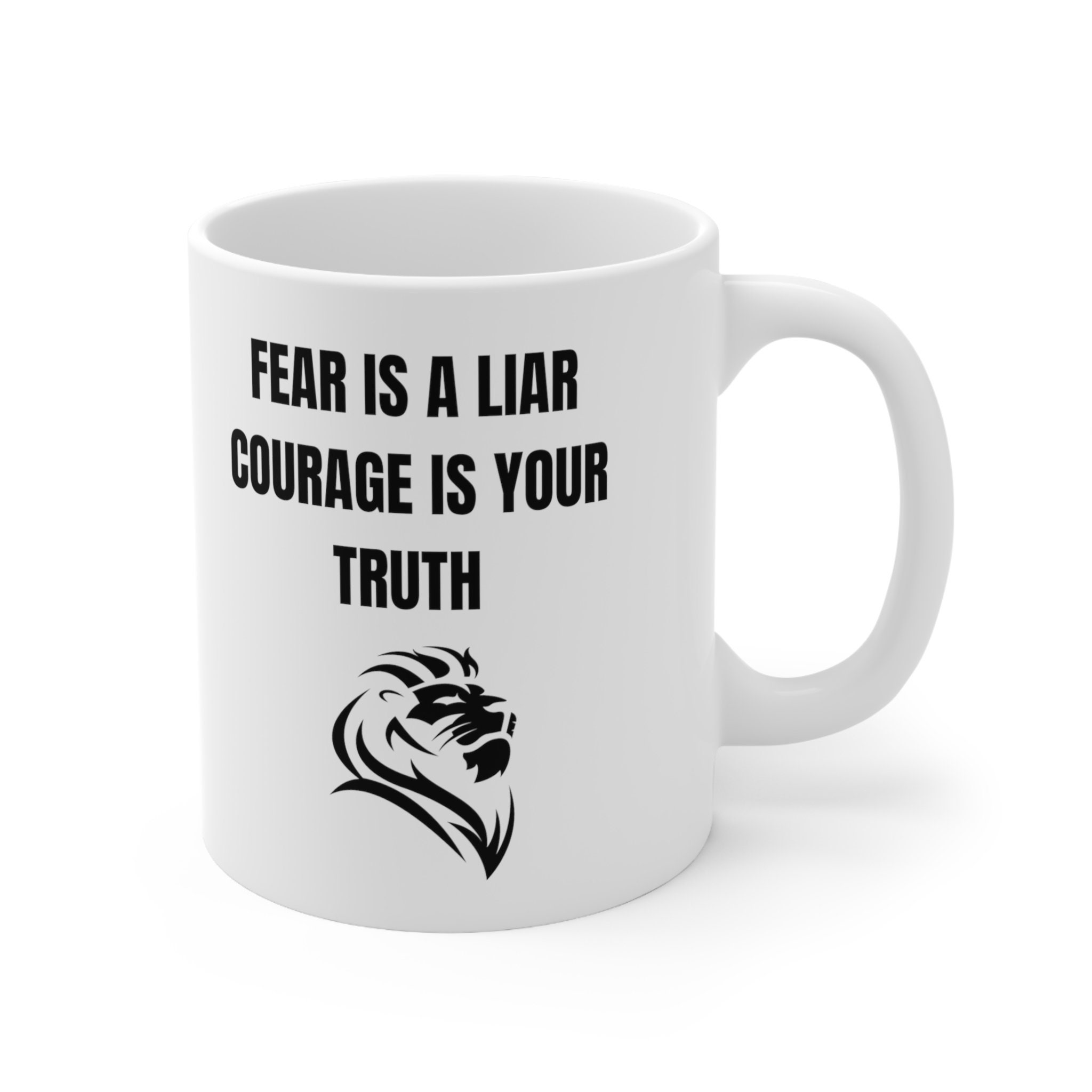 Defy Fear With Our Fearless Lion Motivational Mug Inspirational Quote ...