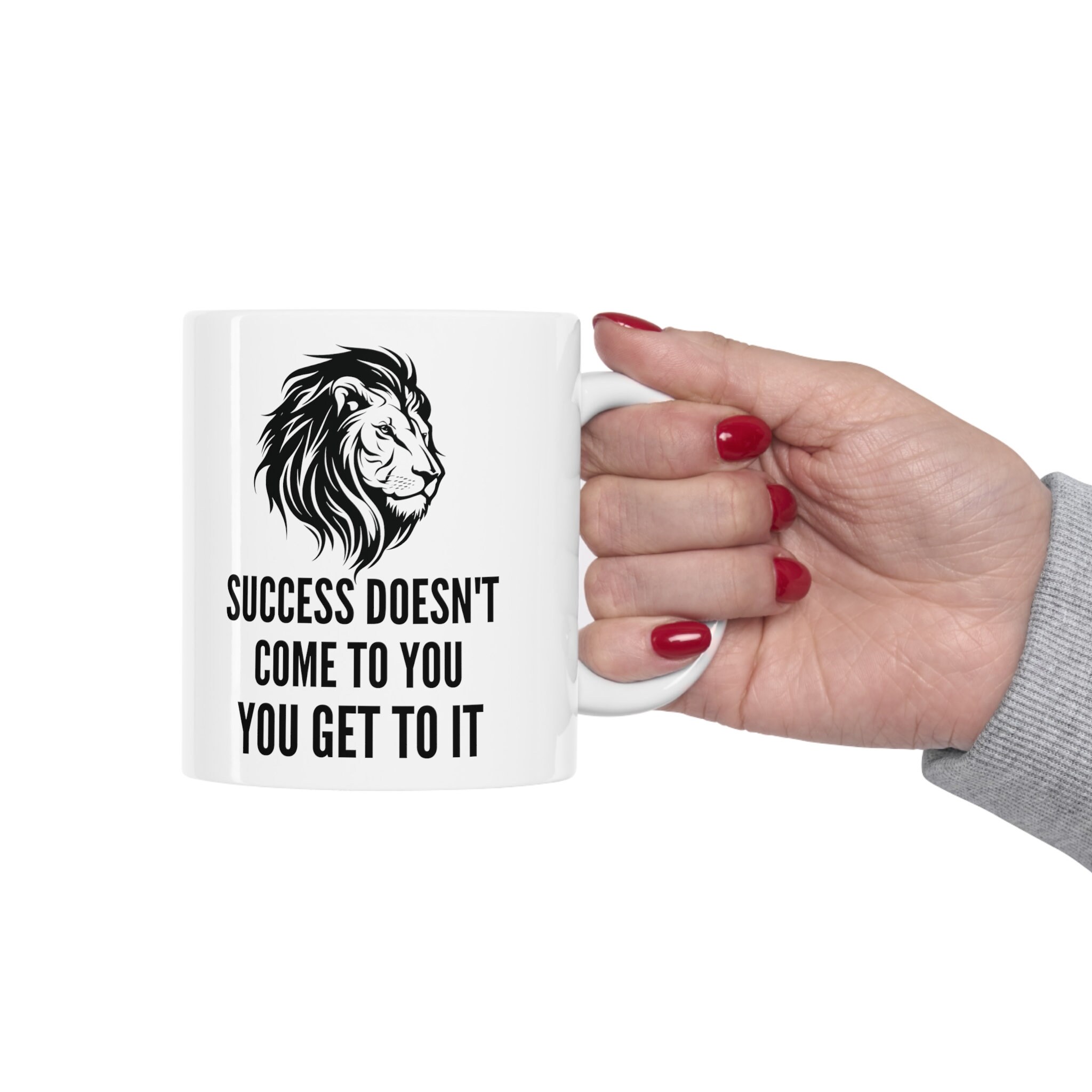 Roar to Success Motivational Lion Mug for Achievers, Motivational Gym ...