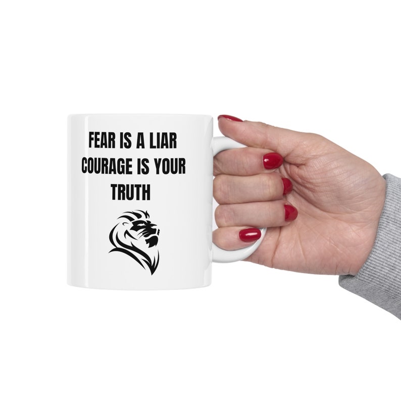 Defy Fear With Our Fearless Lion Motivational Mug Inspirational Quote ...