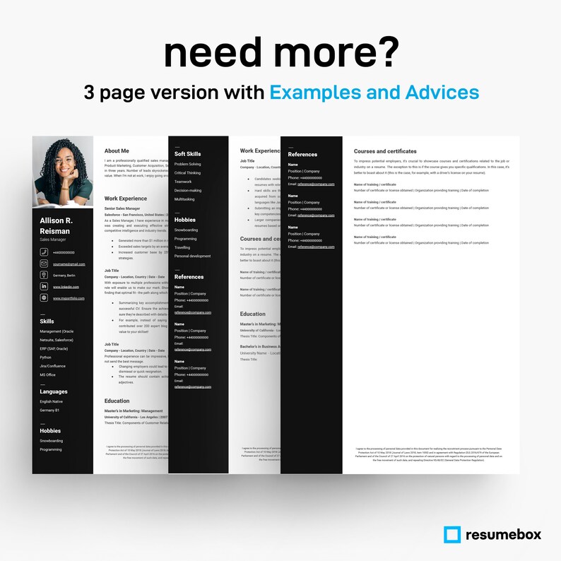 Paquete de 3 plantillas de CV compatibles con ATS Plantilla 2023 para ...