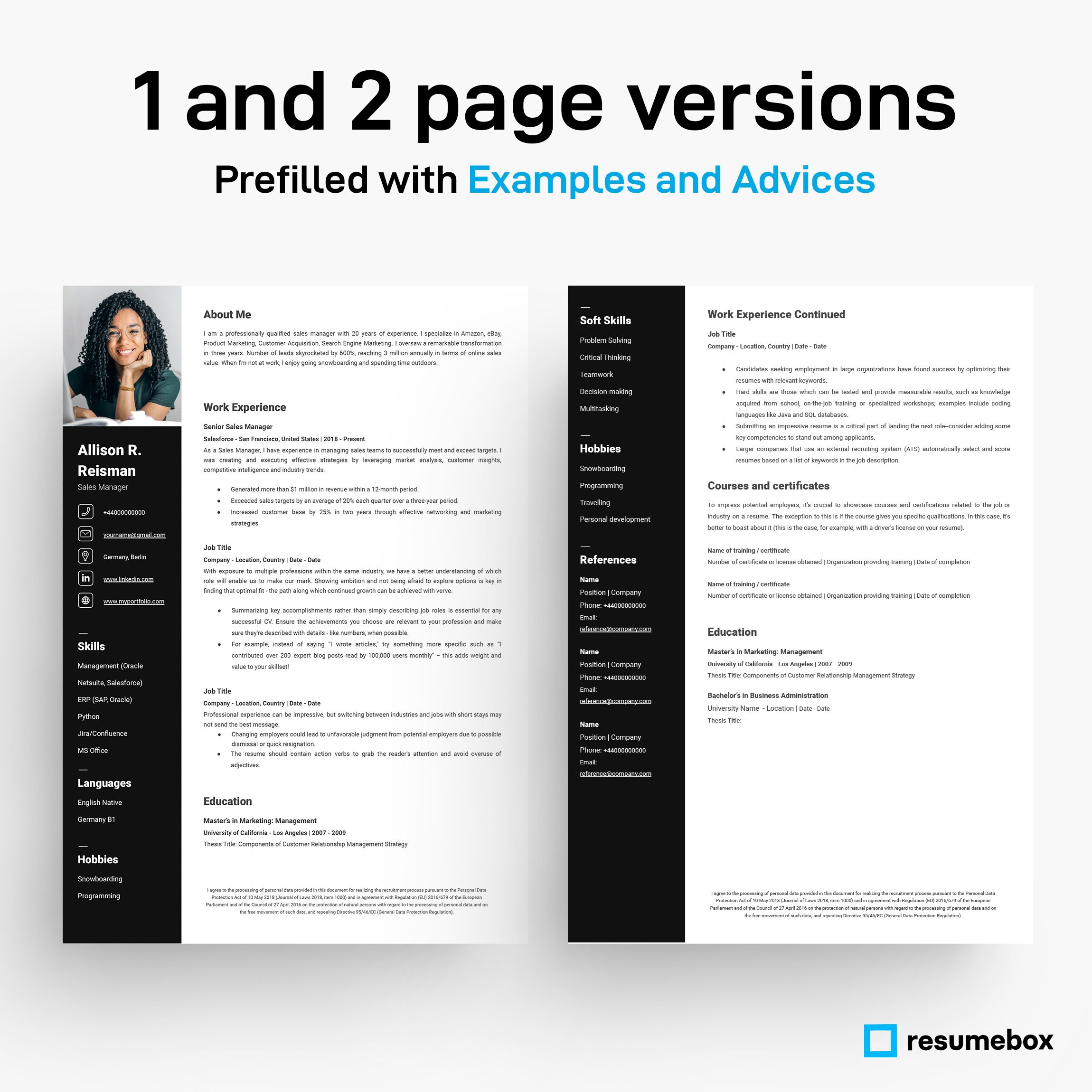 Sales Specialist Resume CV Templates - Stand Out and Land Your Dream ...
