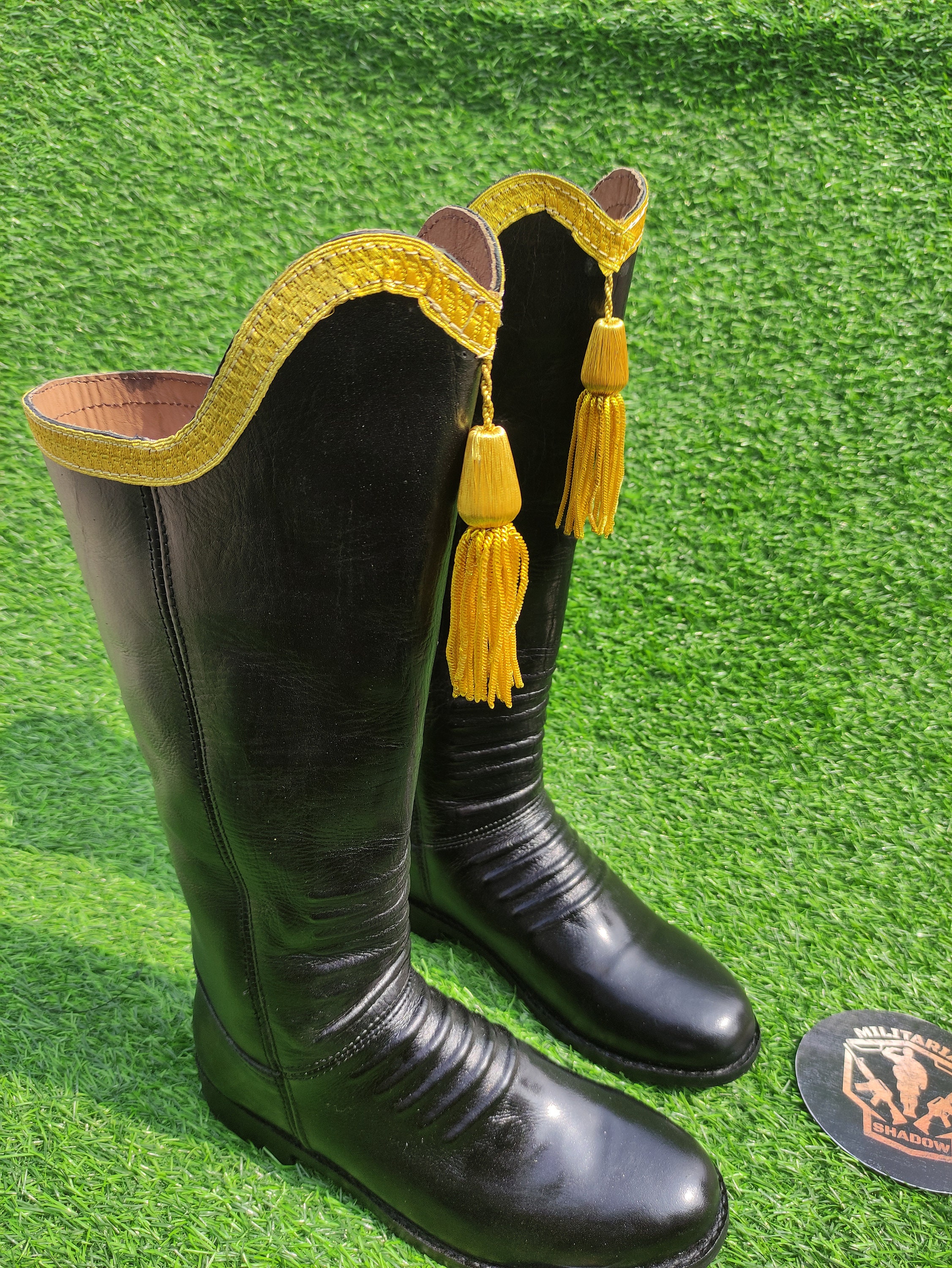 Men's Black Leather Long Boots, Fashion Boots, Army Boots, Riders Boots ...