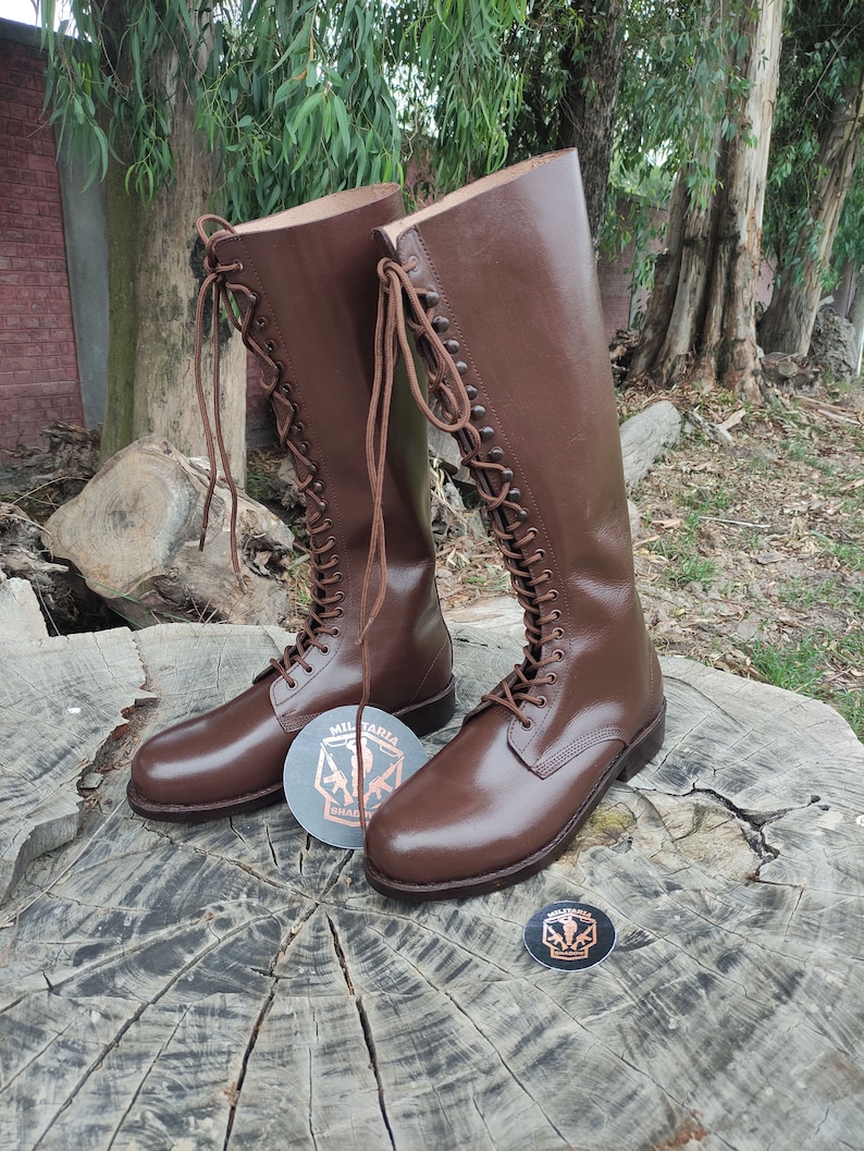 Brown Leather Long Boot With Leather Sole. Riding Boots, Unisex Boots ...