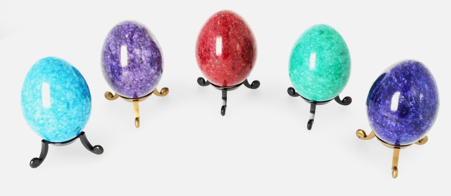 Set of 5 X 2 Genuine Himalayan Marble Eggs Crystal Egg With Stands ...