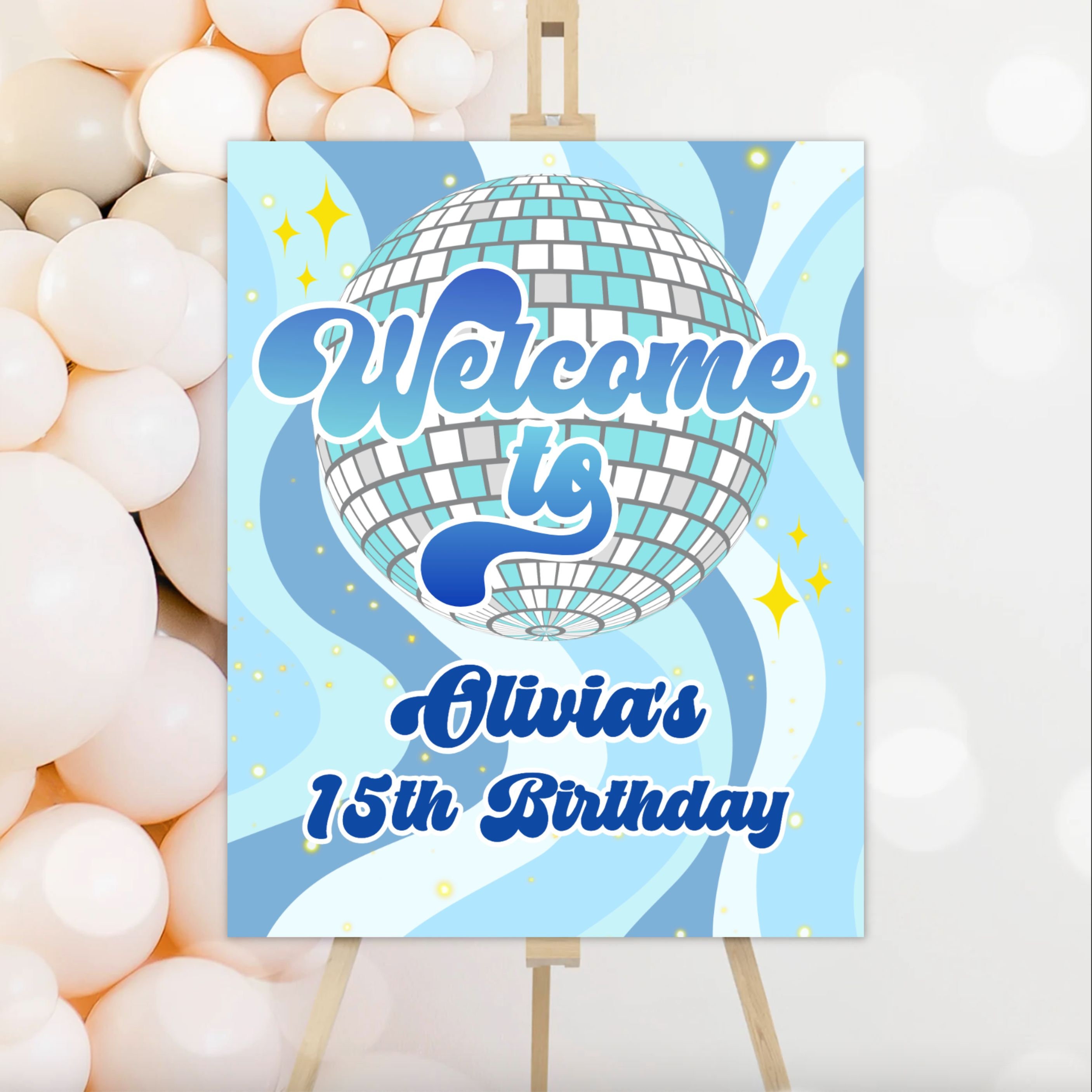 Editable Disco Party Sign Dance Welcome Sign Disco Ball - Etsy