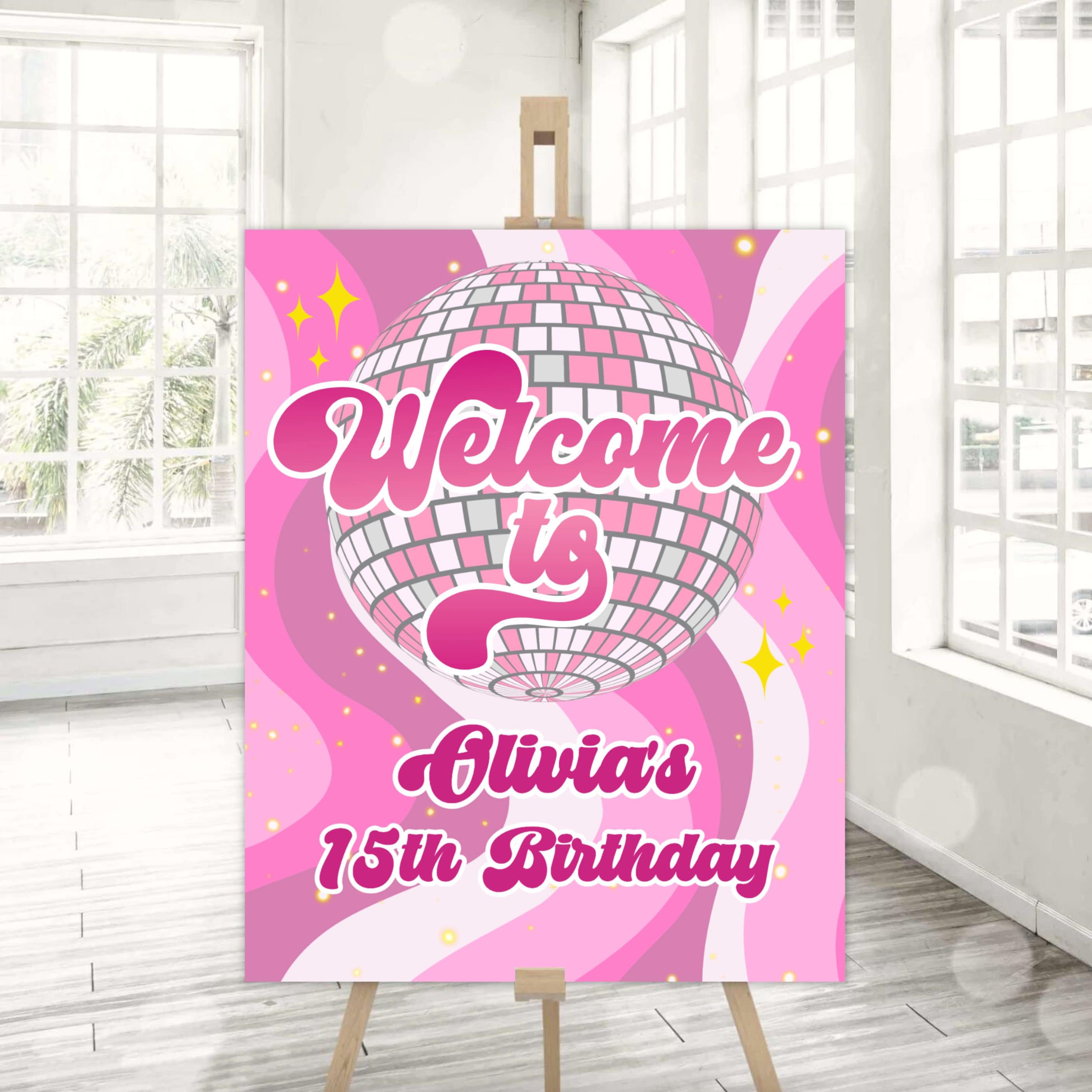 Editable Disco Party Sign Dance Welcome Sign Disco Ball - Etsy