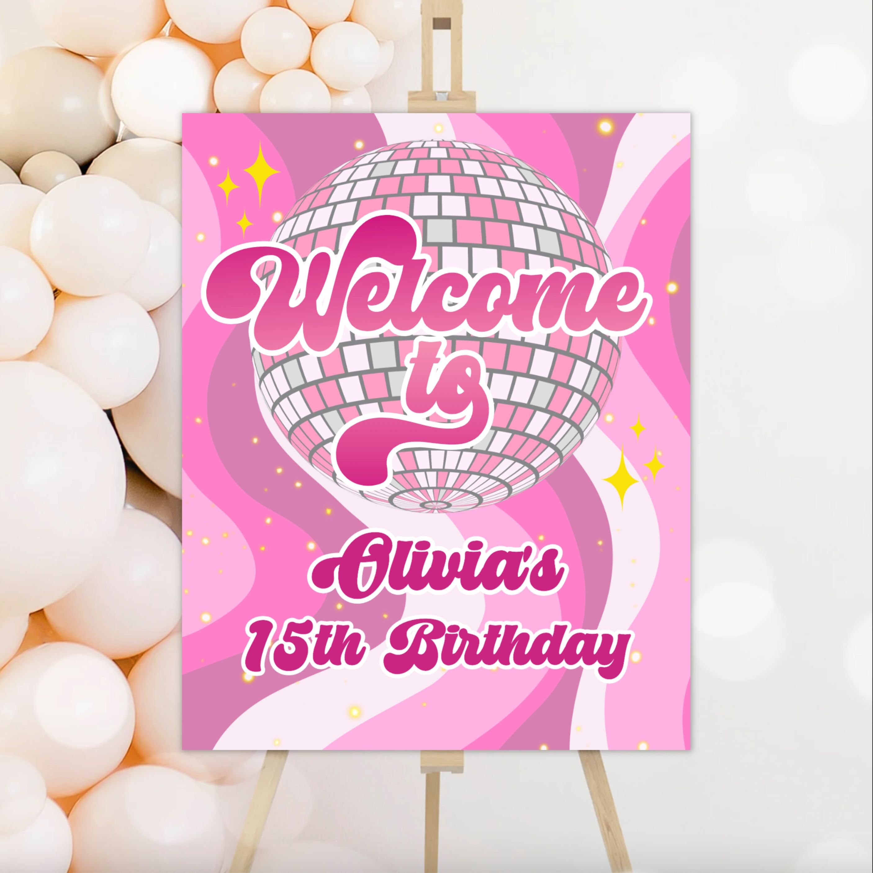 Editable Disco Party Sign Dance Welcome Sign Disco Ball - Etsy