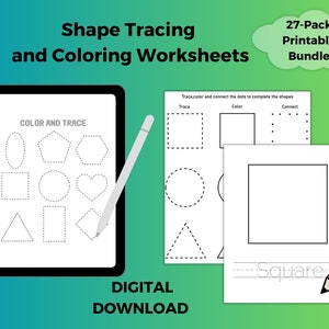 Printable Shape Tracing and Colouring Worksheets, Worksheets for Kids ...
