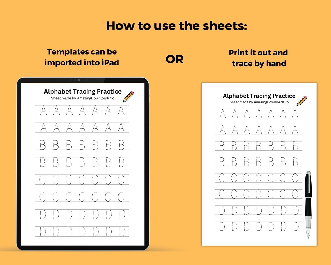 Handwriting Practice Printable Sheets, Alphabet Writing Practice, ABC ...