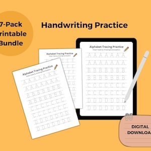 Handwriting Practice Printable Sheets, Alphabet Writing Practice, ABC ...