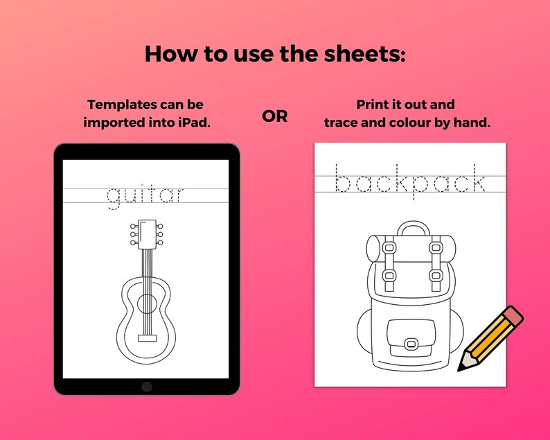 Printable Tracing and Colouring Worksheets, Simple Handwriting Template ...