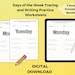Days of the Week Tracing and Writing Practice Worksheet Printable ...