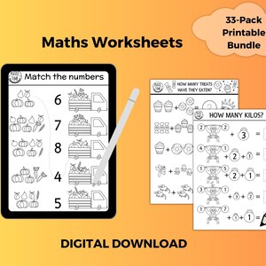 Kindergarten Math Worksheets, Picture Addition, Printable, Digital ...