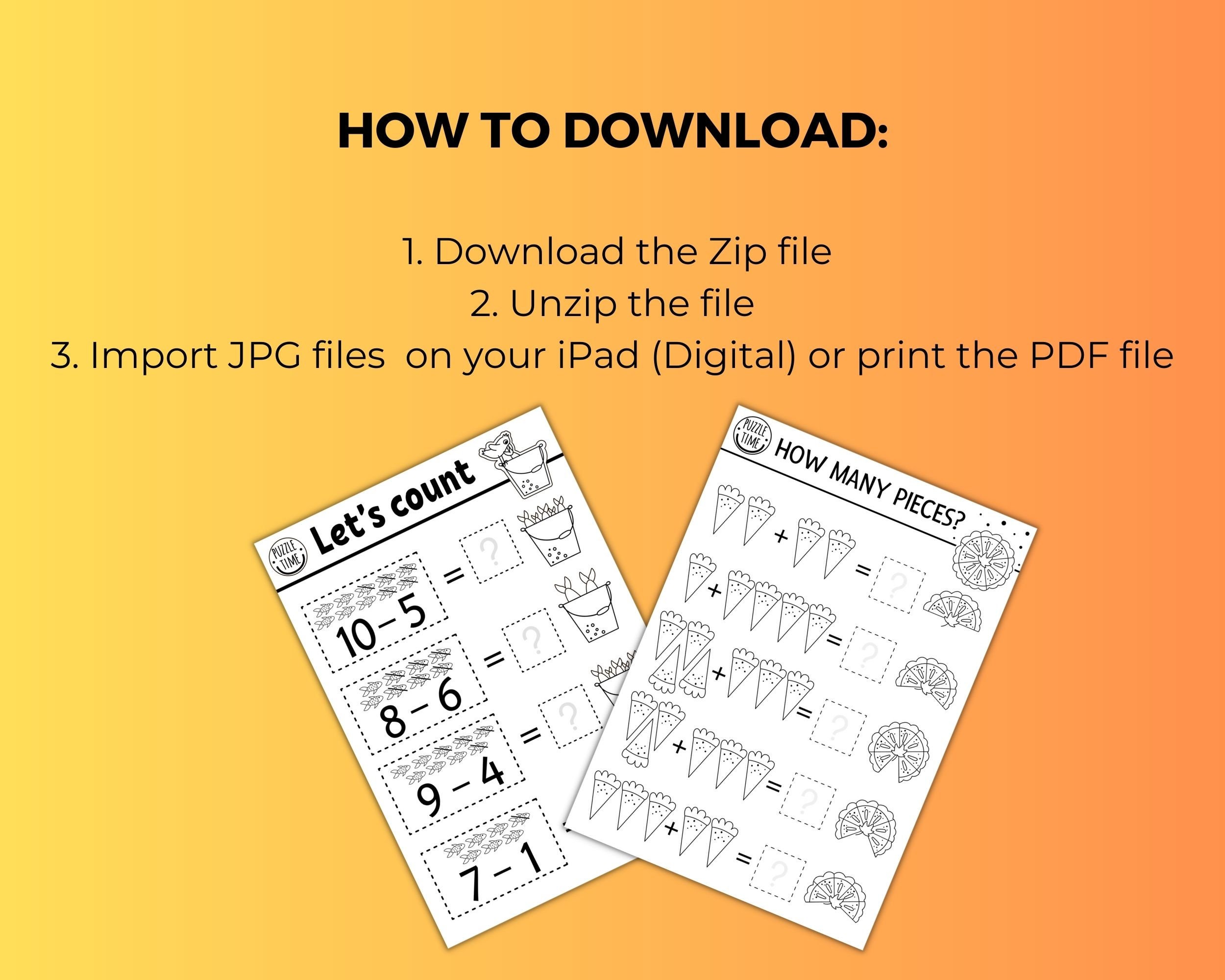 Kindergarten Math Worksheets, Picture Addition, Printable, Digital ...
