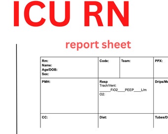 RN Cardiac ICU Report Sheet, Structured Report Sheet for Rns in Cardiac ...
