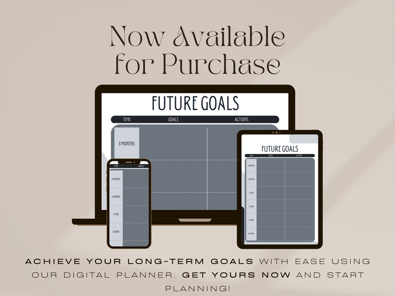 Digital Printable Future Goal Planner - 9 Color Variations - Plan for 3 ...