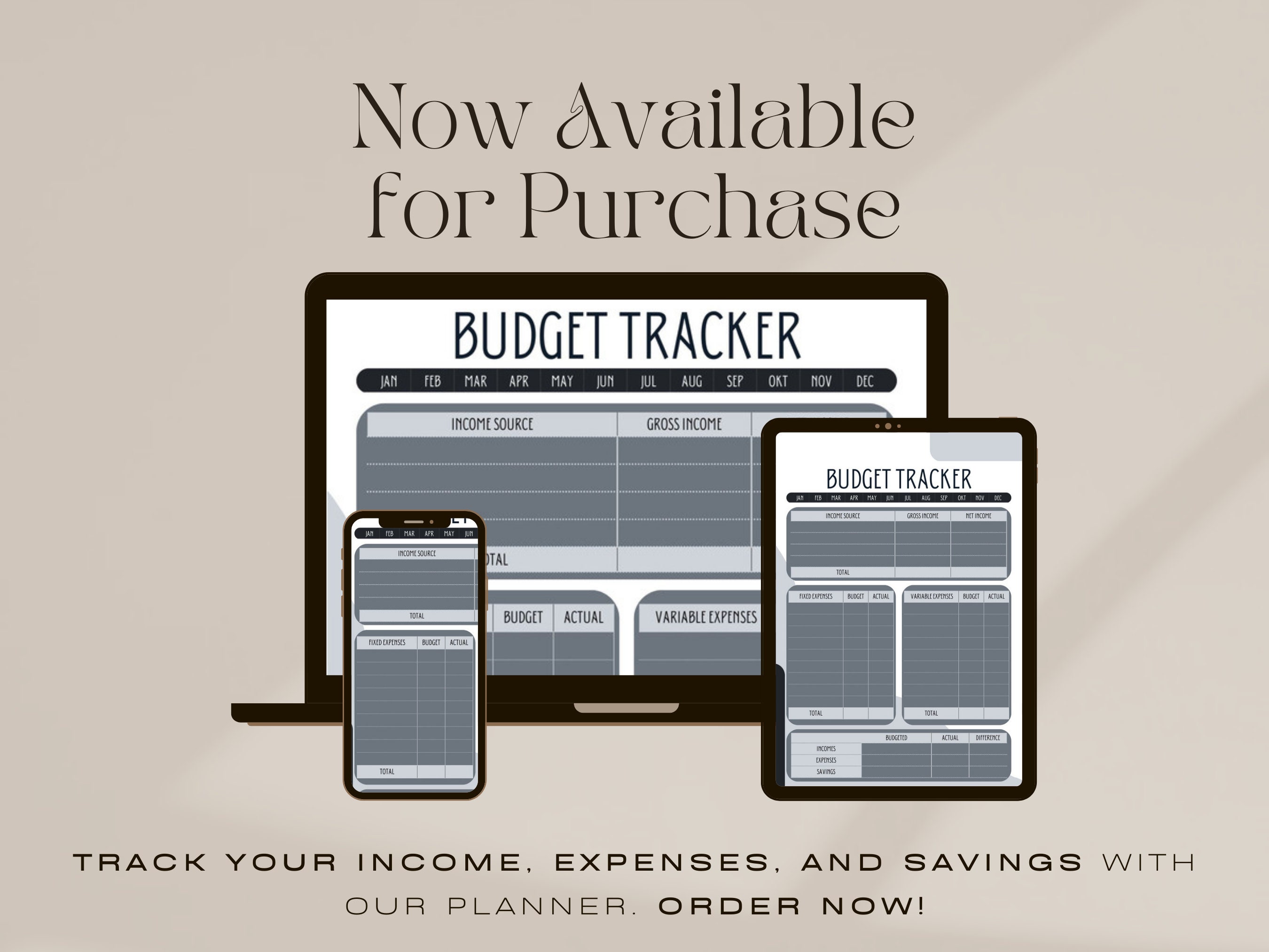 Printable Monthly Budget Tracker Track Income, Expenses, Savings PDF ...