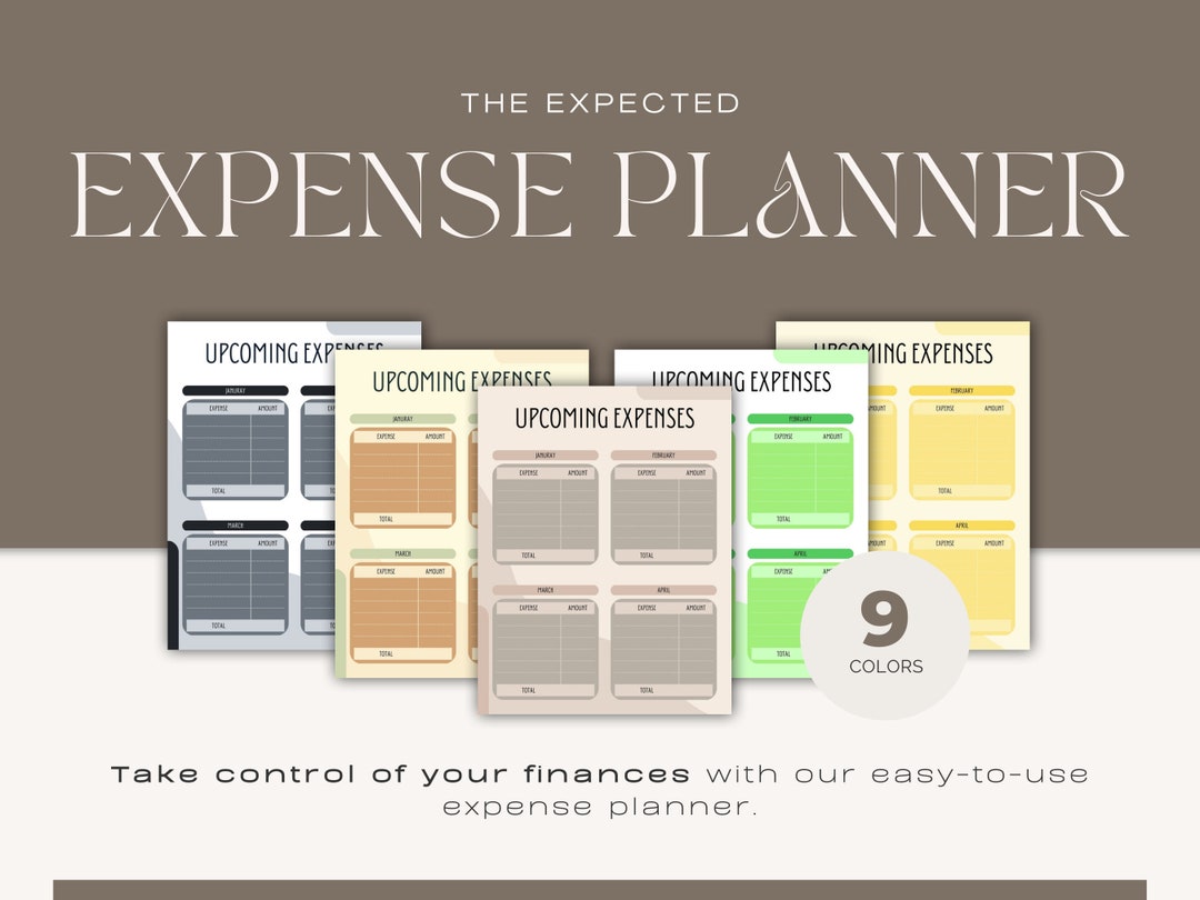 Digital Printable Upcoming Expense Planner Monthly Budget Tracker, 9 ...
