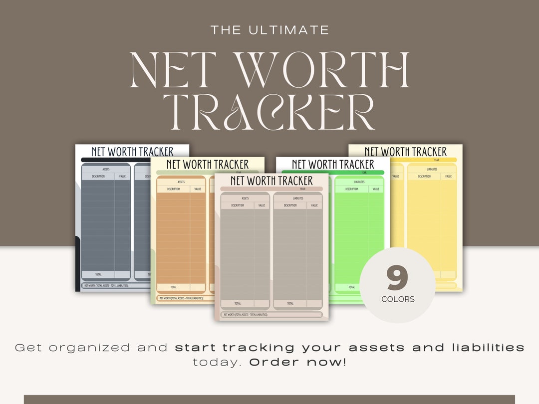 Printable Net Worth Tracker Pack Financial Planner, PDF Calculator ...