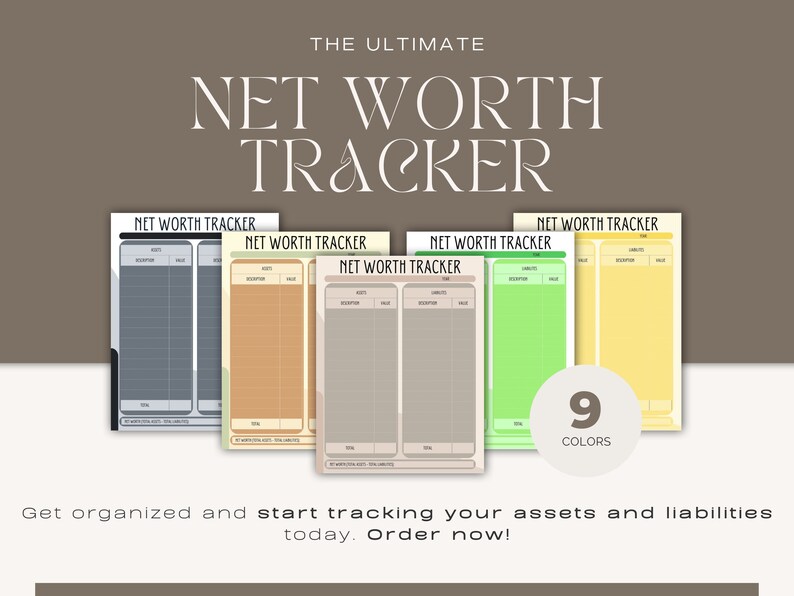 Printable Net Worth Tracker Pack Financial Planner, PDF Calculator ...