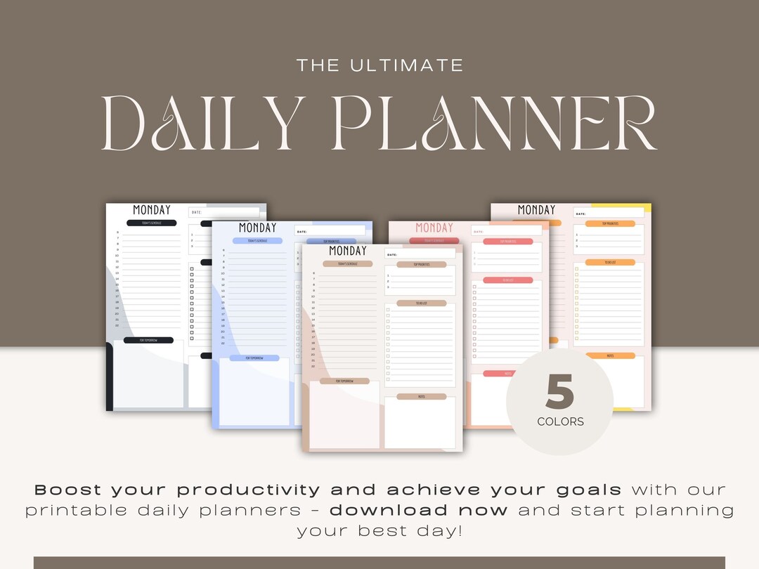 Digital Daily Planner, Printable, Portrait Format, With To-do List, Top ...