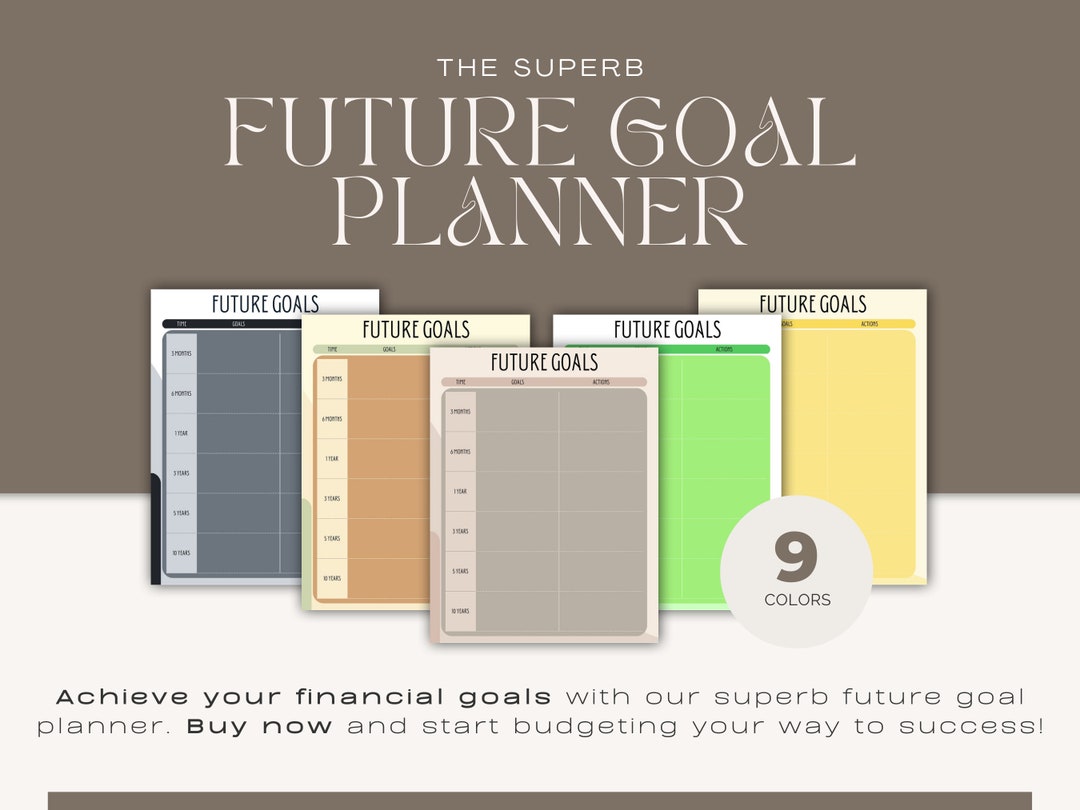 Digital Printable Future Goal Planner - 9 Color Variations - Plan for 3 ...