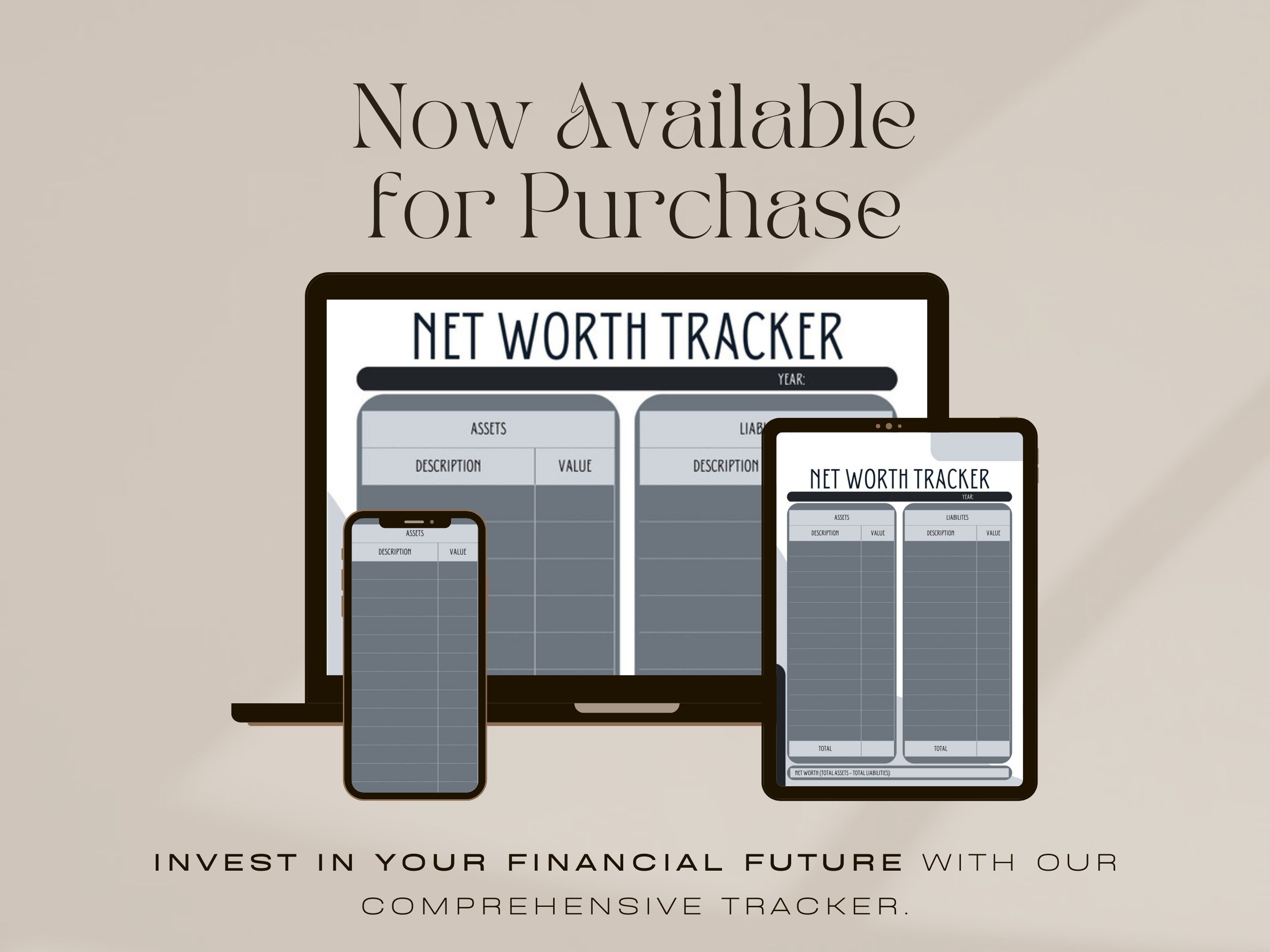 Printable Net Worth Tracker Pack Financial Planner, PDF Calculator ...