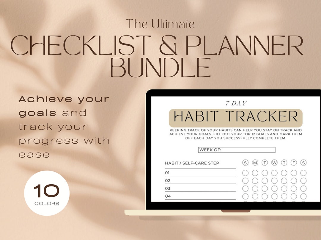 Digital Checklists & Trackers Bundle | Multiple Colors | Fillable PDF ...