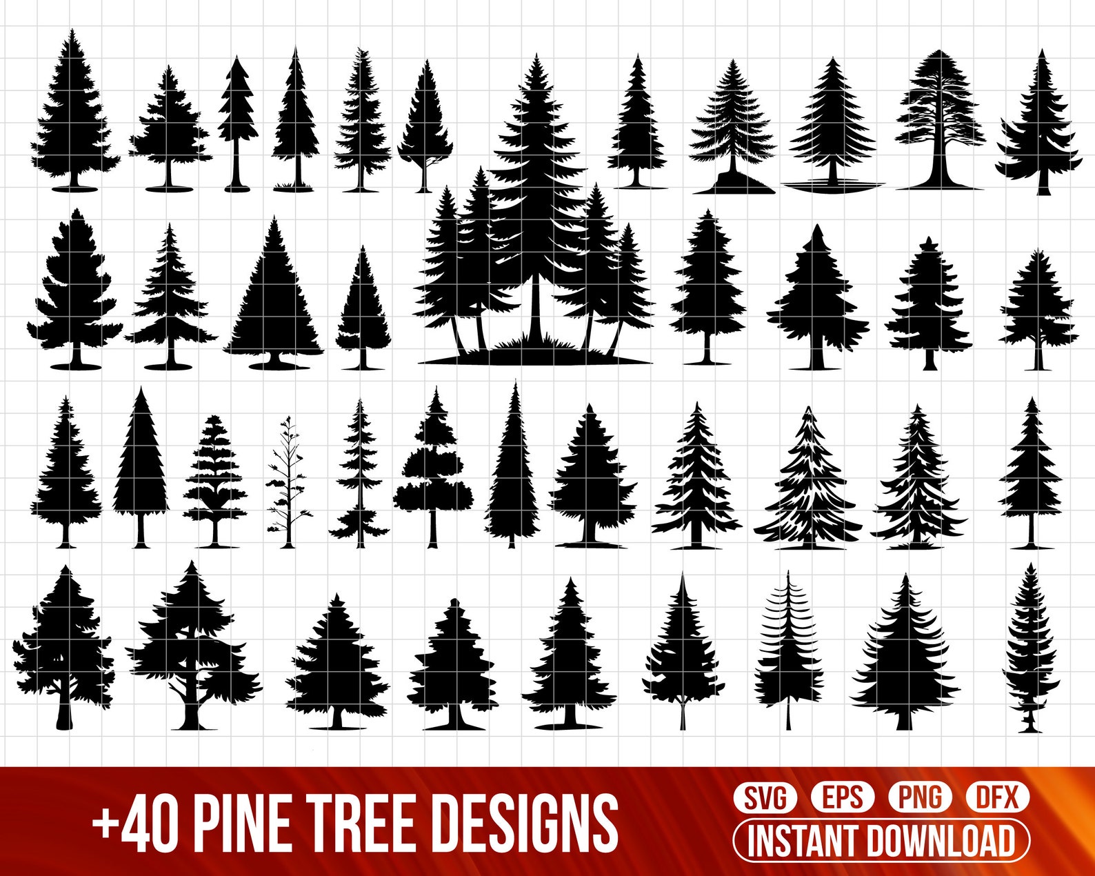 Pine Tree SVG Bundle, Forest Tree Svg, Forest Svg, Evergreen Trees PNG ...