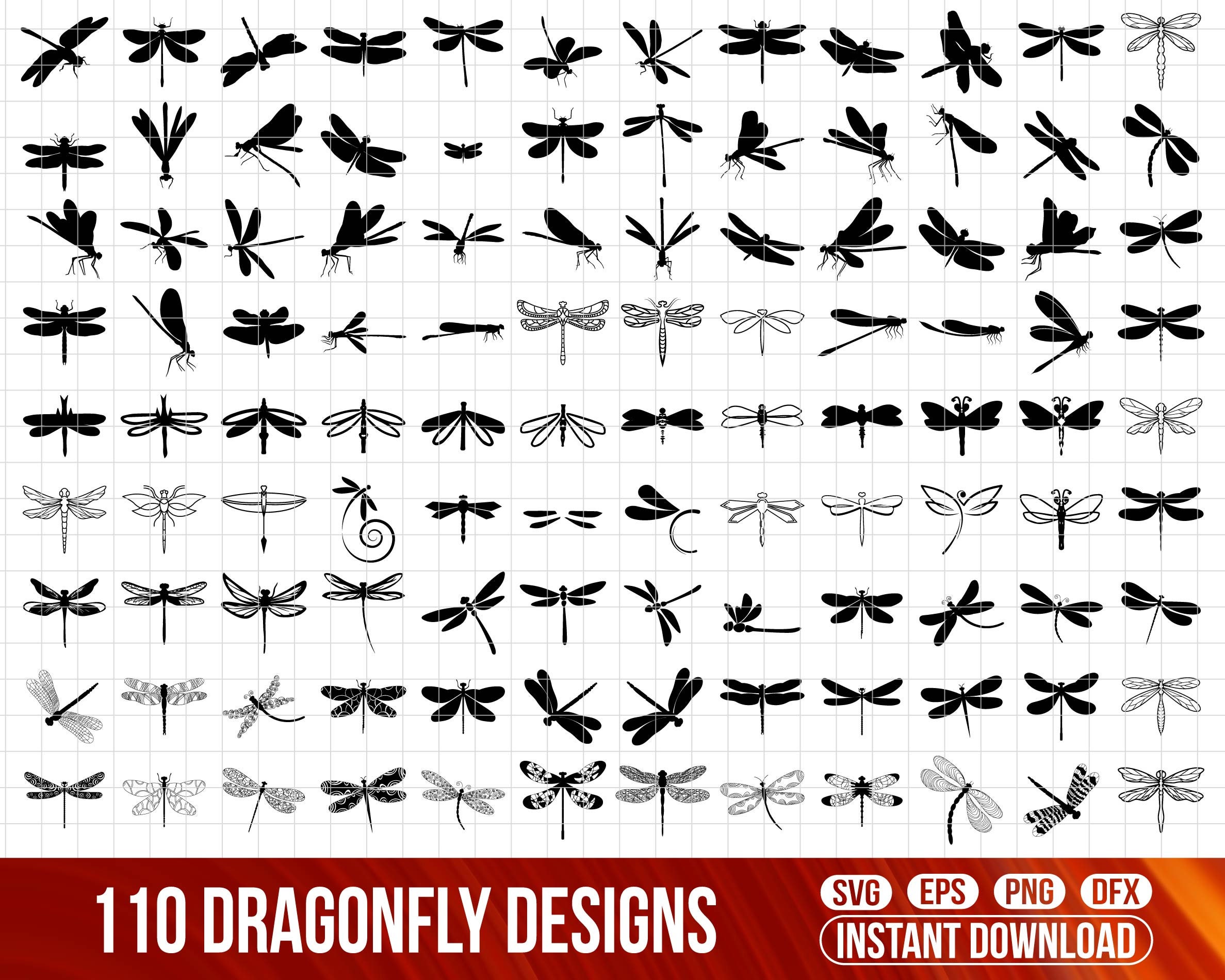 110 Dragonfly SVG Bundle, Dragonfly PNG Bundle, Dragonfly Clipart ...