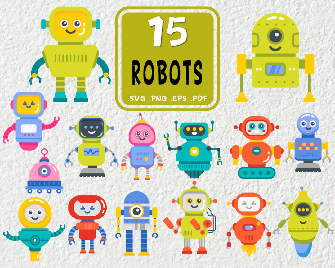 ROBOT SVG Bundle,robots Vector,robots SVG Cut Files,printable Vector Clip Art,robots Clipart ...