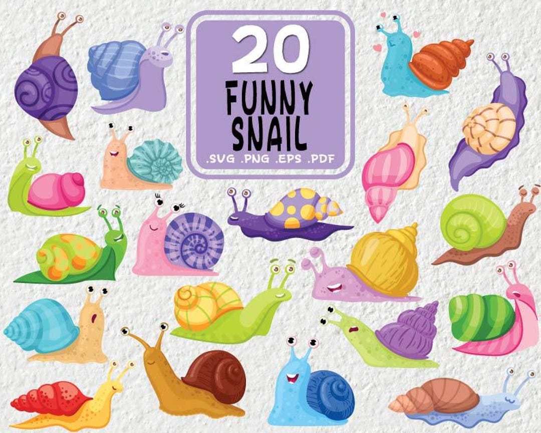Funny Snail SVG Bundle: Clipart, Vector Graphics (printable Files) - Etsy