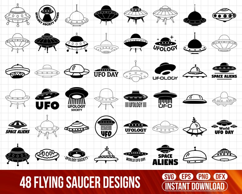 UFO SVG Bundle, Flying Saucer Silhouette, Alien Invasion Designs ...