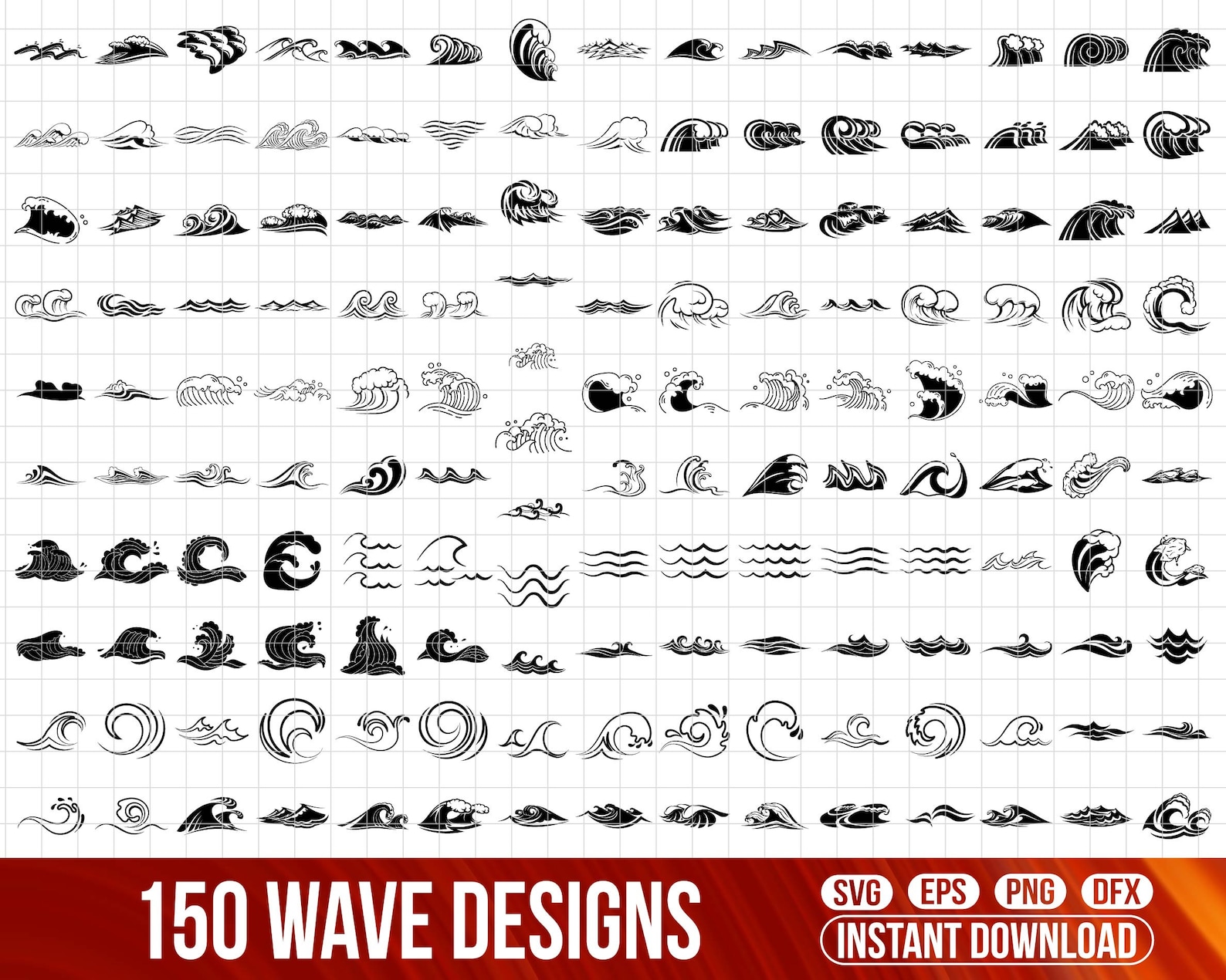 WAVE SVG Bundle, Sea Wave Svg, Wave Cut Files, Wave Clipart, Wave ...