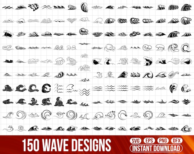 Wave Icons - SVG, PNG, JPG - Digital Cut File, Commercial Use, Instant ...