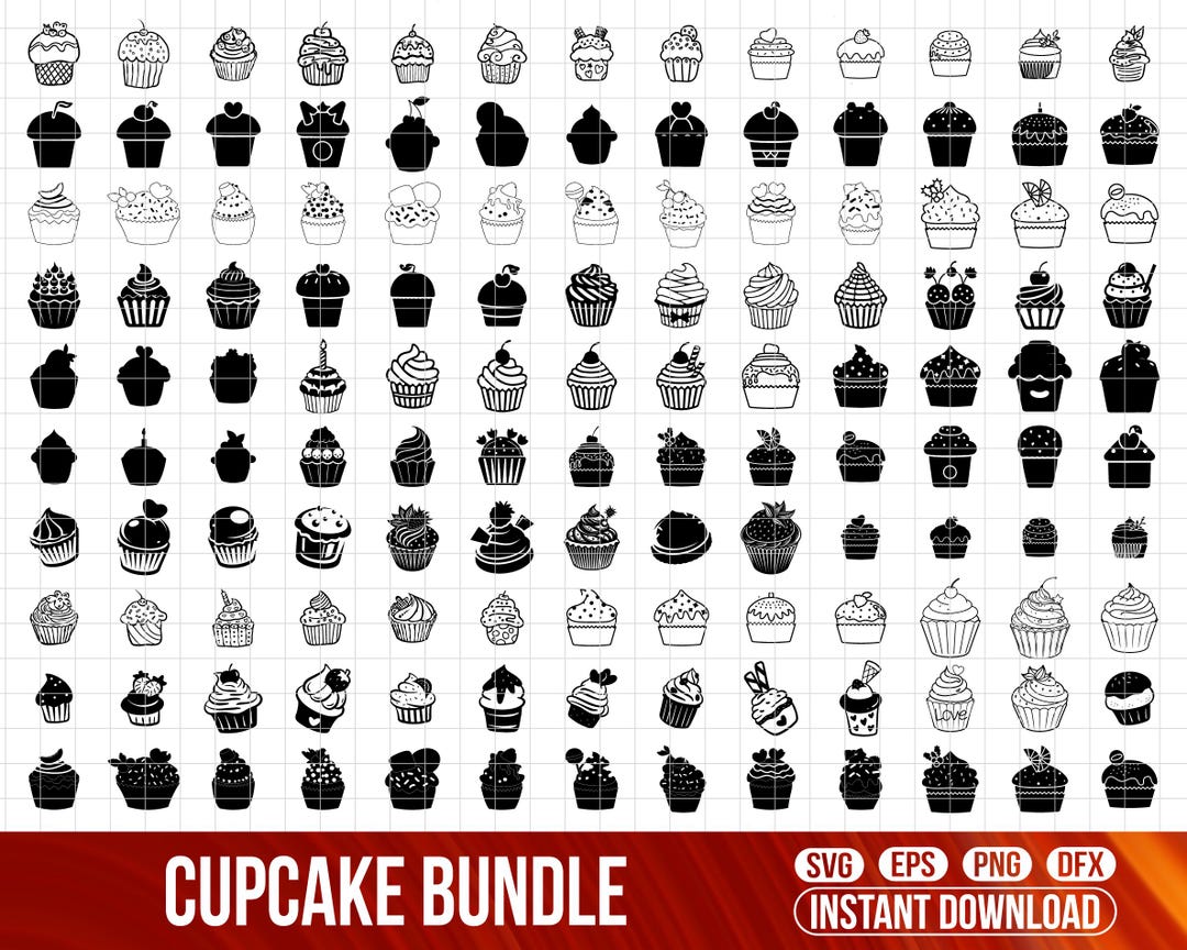 Cupcake Svg Bundle, Cake Vectors & Silhouettes (digital Download) - Etsy